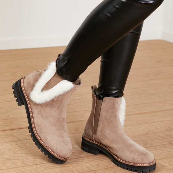WeeBoo | Shoes | Weeboo Warmer Days Faux Fur Trim Chelsea Booties ...